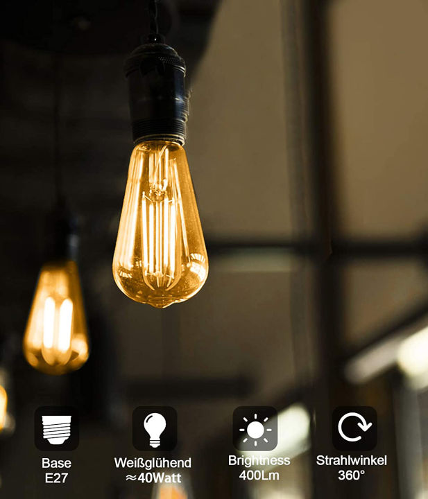 4W Edison LED Filament Bulb lamp 220V E27 Vintage Antique Retro Edison ...