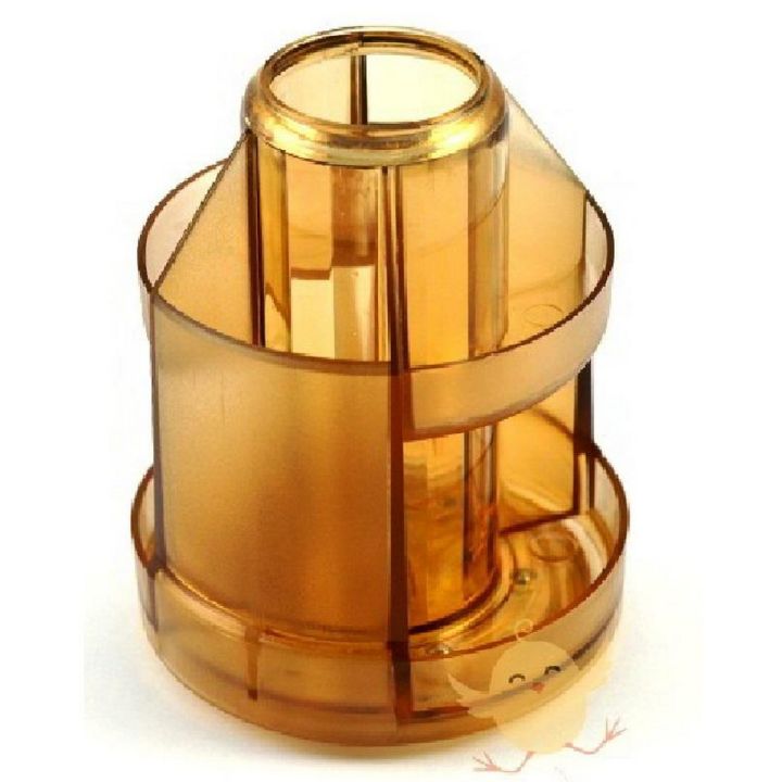 Rotating Pen Stand Revolving Pen Stand Brown Transparent DG-622 | Daraz.pk