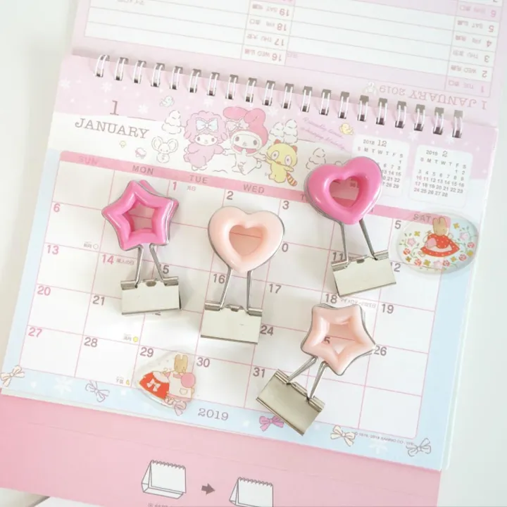 2 Pc Cute Pink Love Starlike Metal Nagao Clip Kawaii File Bill Test ...
