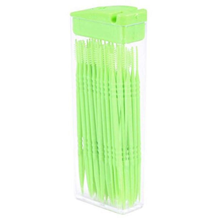 50 Pcs Plastic Toothpicks 2 Way Tooth Picks Interdental Random Color ...