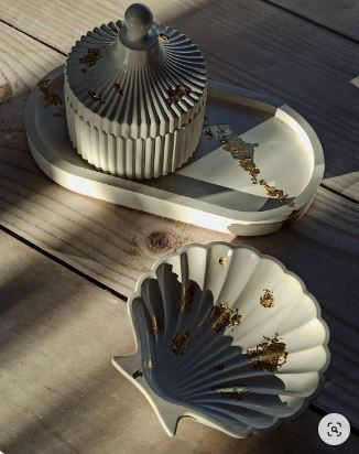 2 PCs Customized Trinket Tray with shell dish and a box | Home Decor ...