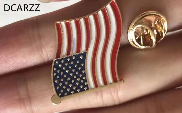 【heartbeat Girl Store】dcarzz Usa Flag Brooches Lapel Pin Country Badges
