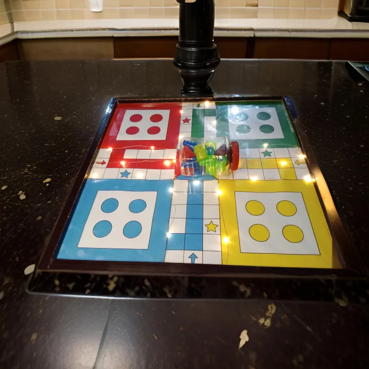 Wooden Ludo Board Game with LED Lights | Classic Family & Party Fun ...
