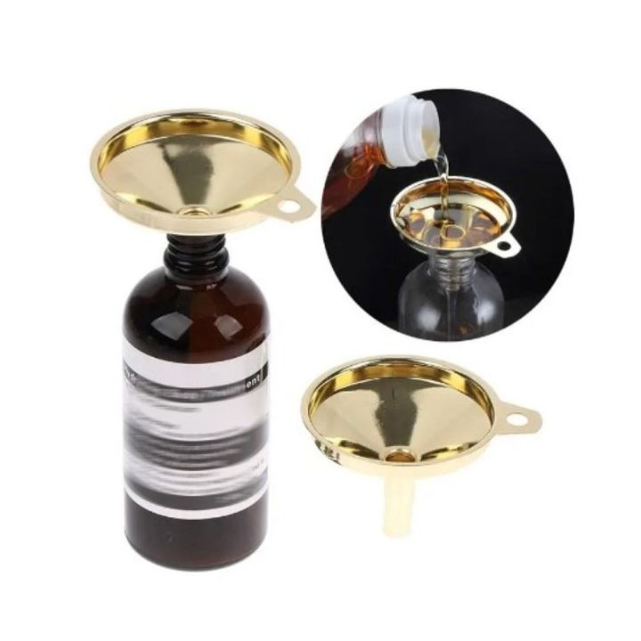 Functional Stainless Steel Kitchen Funnel Gold Color Cone Shape Oil ...