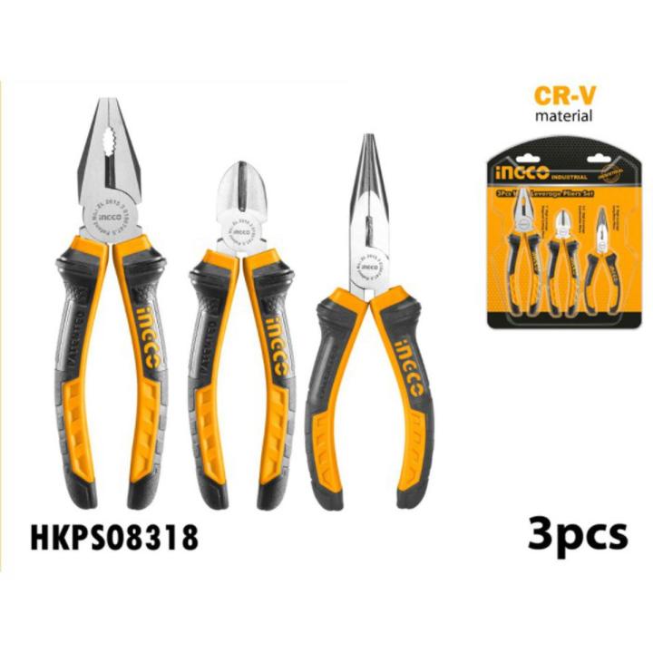 pliers set 3 pcs nose plass set nose palas wire cutter ingco hkpso8318 ...