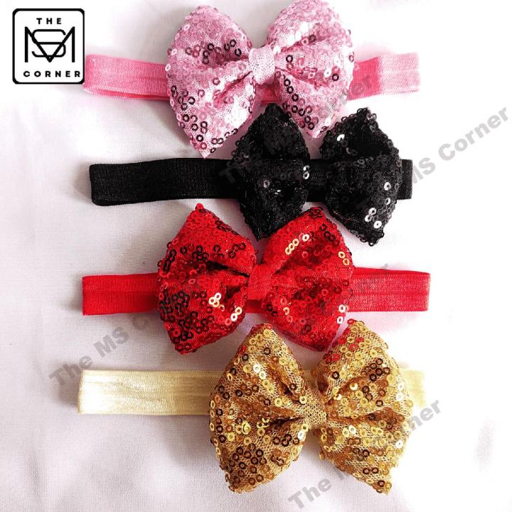 04 Pcs/Set Baby girls Headband | Soft Elastic bands | cute glitter ...