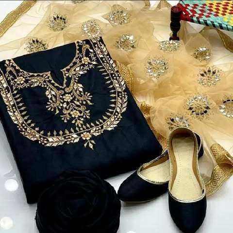 Unstitched 3-Piece Ladies Wedding Dress with Kataan Fabric, Mirror Work ...