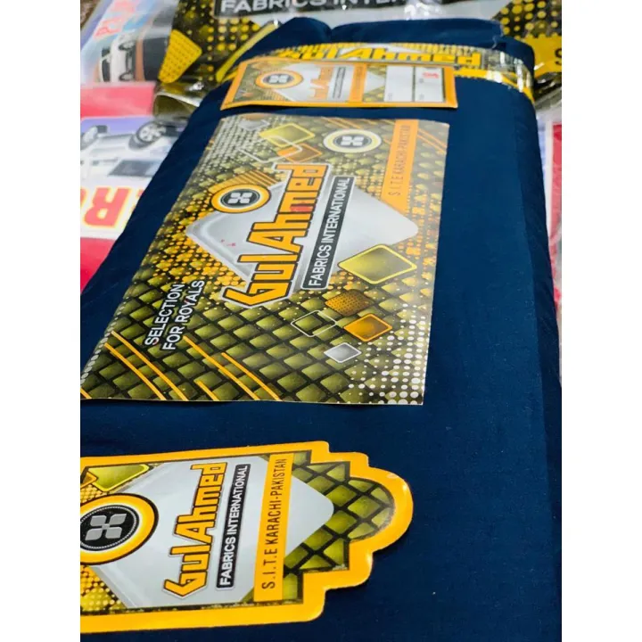 Pure Navy Blue Suit Of Soft Cotton Unstitched Fabric For Men (shalwar ...