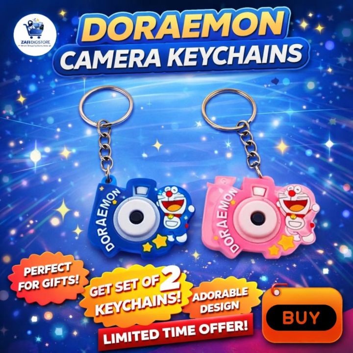 Doraemon Camera Keychain Pack of 2 | Cartoon Rubber Camera Key Ring ...
