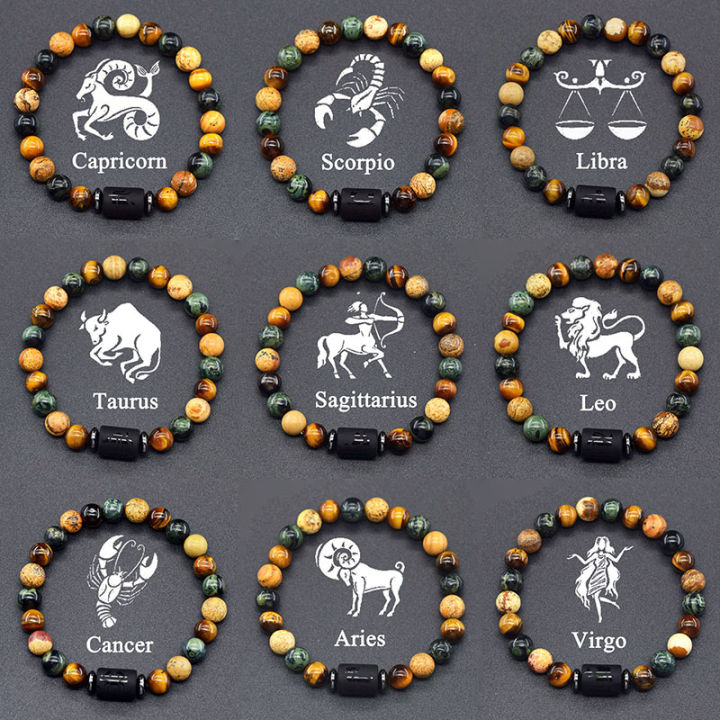 12 Constellation Signs Bracelet for Women Men 12 Zodiac Charm Bracelet ...