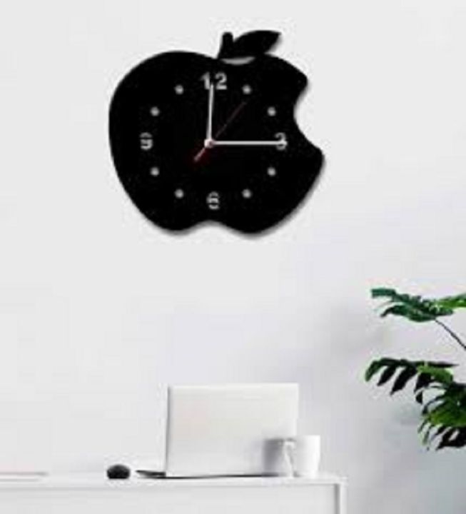 Wooden Wall Clock - Bitten Apple Shape Wall Clock - Decorative Clocks ...