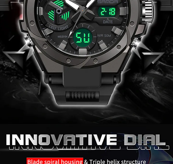 Sanda Men's Watches G style Mens Dual Display Electronic Quartz Watches ...