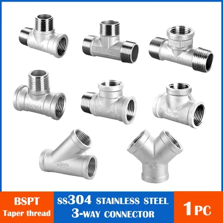 DN6/DN8/DN15/DN25 male+male+Female Threaded 3 Way Tee T Pipe Fitting 1/4 1/2 3/4 1 1-1/4 BSP ...