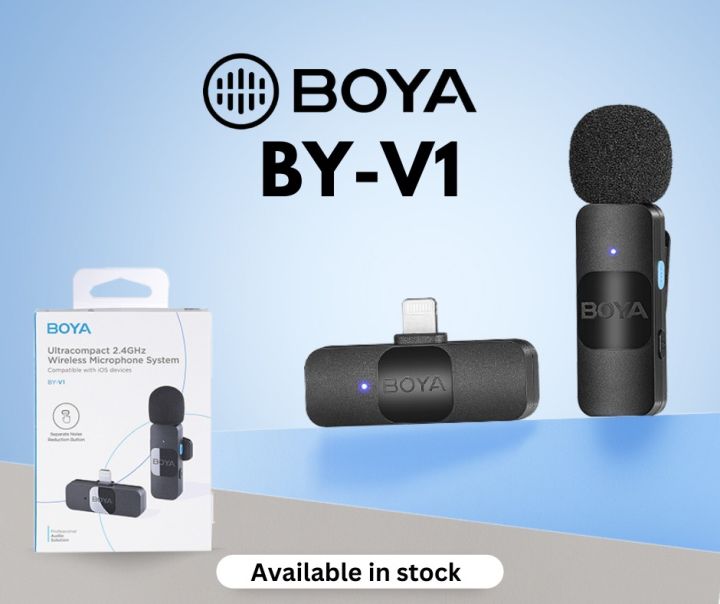 BOYA BY-V1 Wireless Microphone System, Omnidirectional for IOS Devices ...