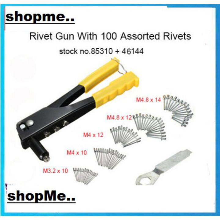 Heavy Duty Riveter Set,Pop Rivet and 100 x Blind Rivets Assortment ...