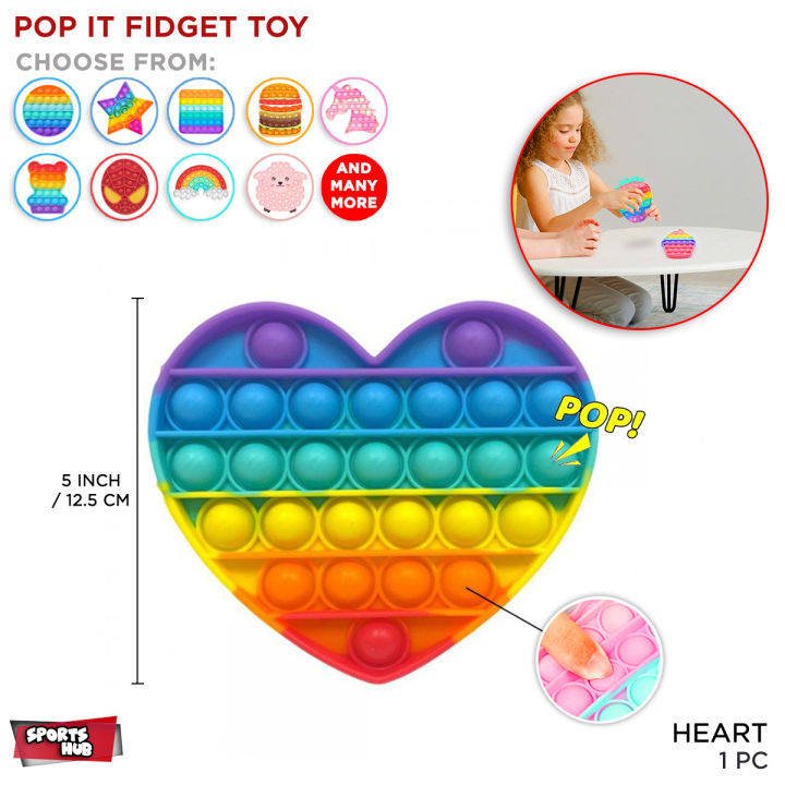 Pop It Stress Relief Push Bubble Pop Shapes, Unicorn Rainbow Strawberry ...
