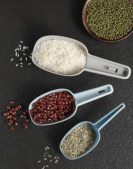 Ice Scoop Set of 3, Multi-purpose Plastic Kitchen Scoops Bar Scooper ...