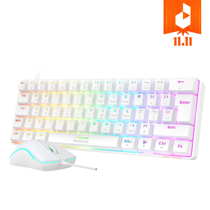 WORDSWORTH Gaming Mechanical Keyboard & Mouse Combo Blue Switches - RGB ...