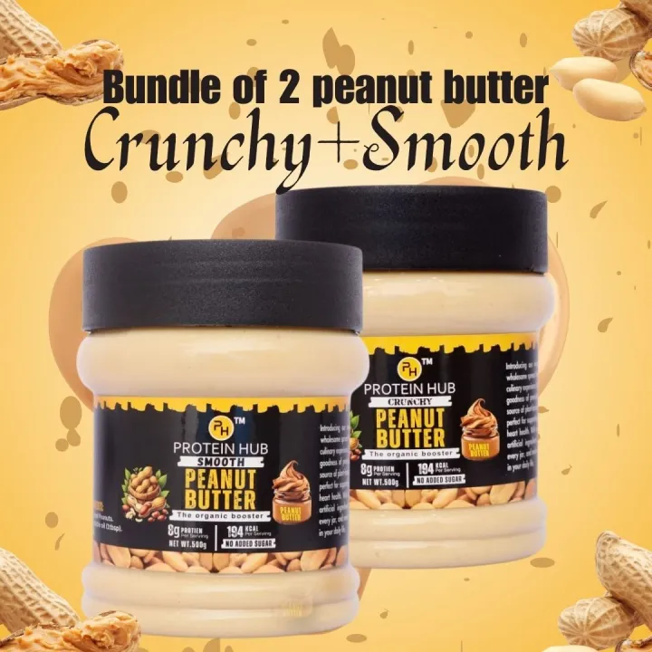 Protein Hub Natural Peanut Butter 1KG ( Crunchy+Smooth) | Daraz.pk
