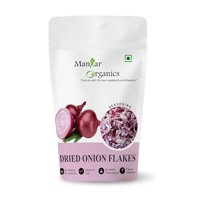 ManHar Organics Dry Onion Flakes 100gm- Dehydrated Red Onion Slices ...