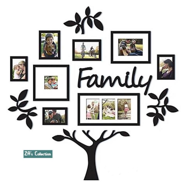 Family Tree with 8 Photo Frames Modern Design , 3 Leaves 1 Trunk. Home ...