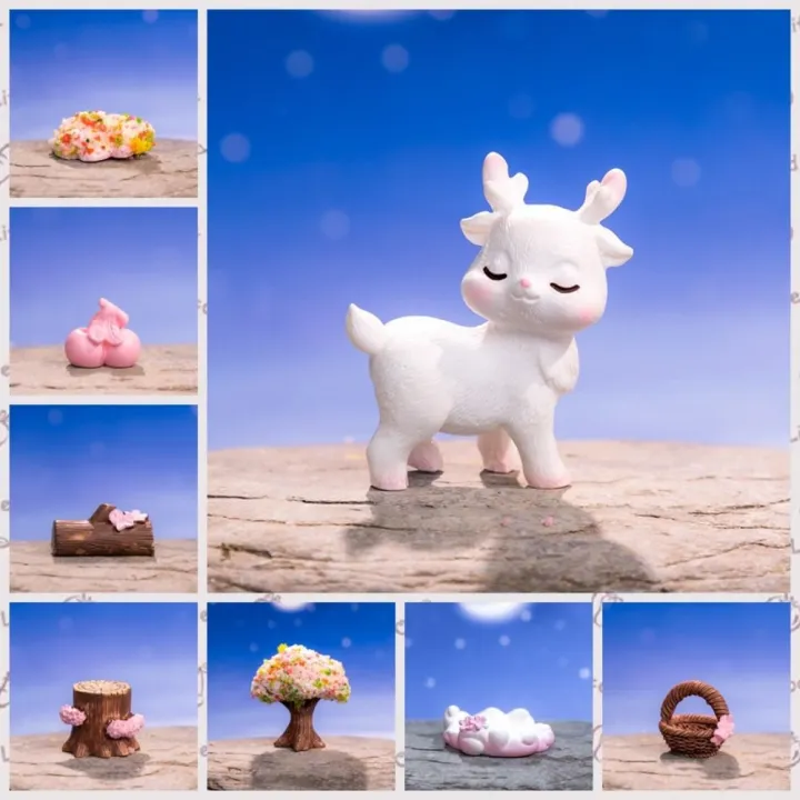 Pink Sleeping Baby Deer Decorative Mini Pink Deer Statue Cute Resin ...