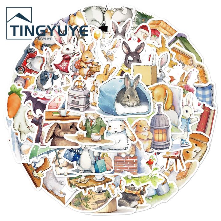 High-precision Printing Rabbit Stickers 50pcs Cute Rabbit Sticker Set ...