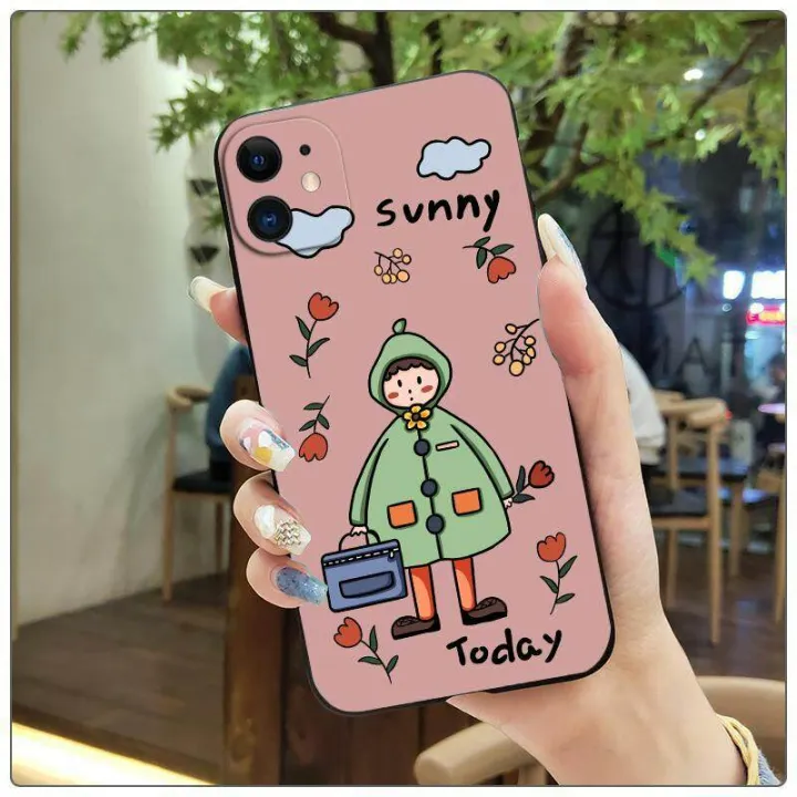 For iPhone 11 Back Cover Case Fashion Cartoon girl Shockproof Camera ...