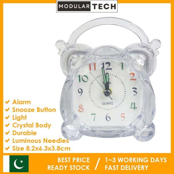 MODULARTECH Alarm Clock Crystal Body Analog Time Piece Travelling Alarm ...