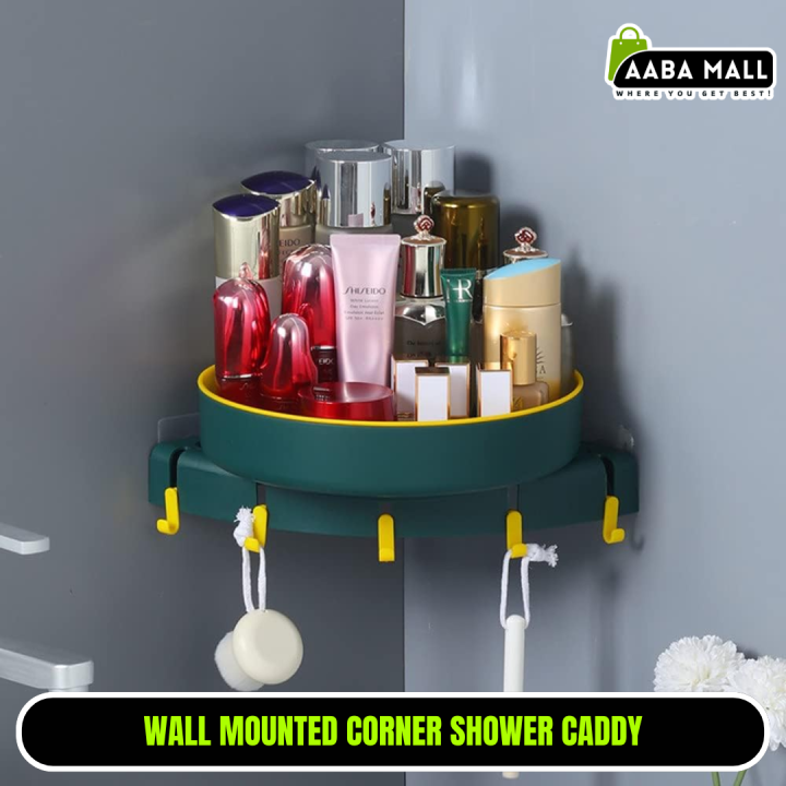Corner Shower Caddy, 360 Degree Rotating Wall Mounted Bathroom ...