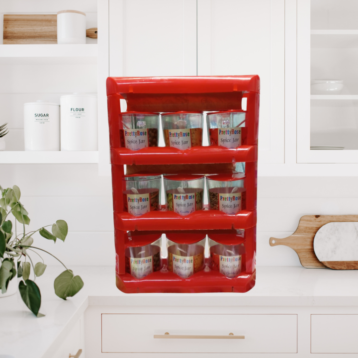 Organizer Spice Rack Box Storage Condiments ( 9 piece ) Jars And Spoon ...