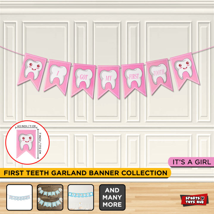 1st Tooth Bunting Banner, Got My First Tooth Decoration, Party Baby ...