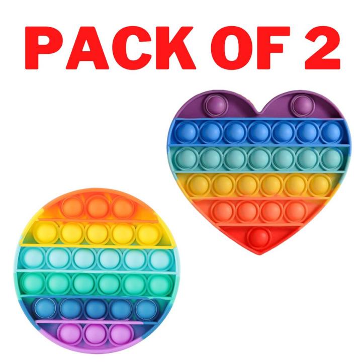 Rainbow Color Pop-it Pack Of 2 Silicon Push Pop-its - Random Shapes ...