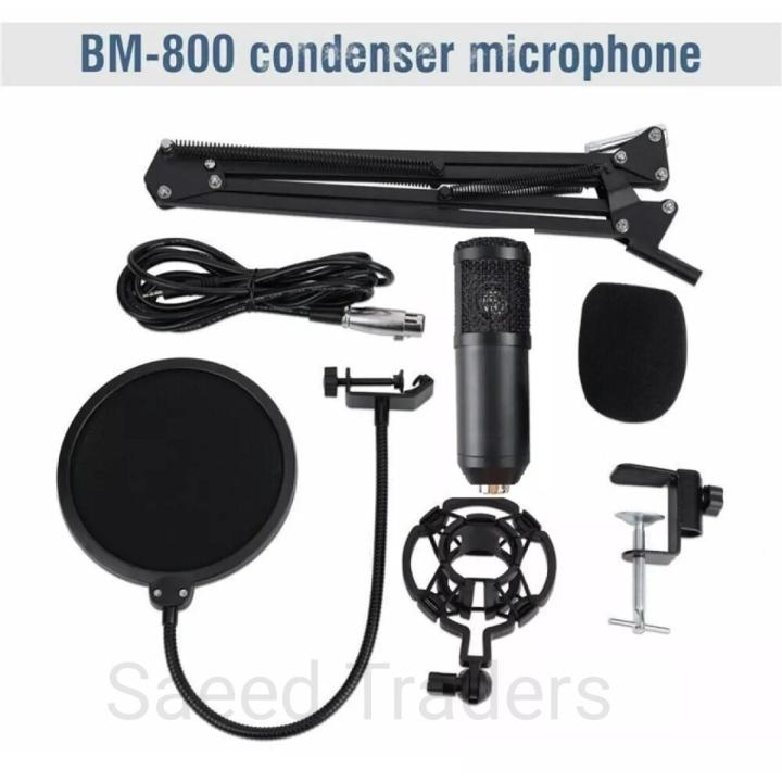 Bm800 Condenser Microphone Kit (Full Black) - with Pop Filter & Arm ...