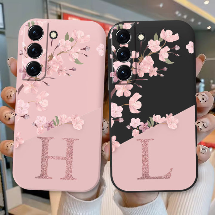 For Samsung Galaxy S22 S 22 Plus Phone Cover Pink Letters Cute Flowers ...