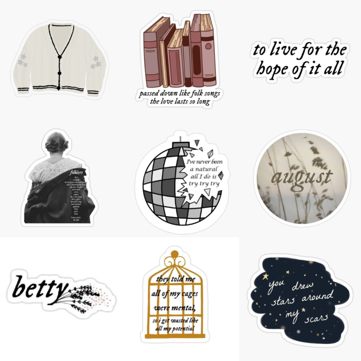 25/50pcs FOLKLORE Taylor Swift sticker pack based on album folklore all ...