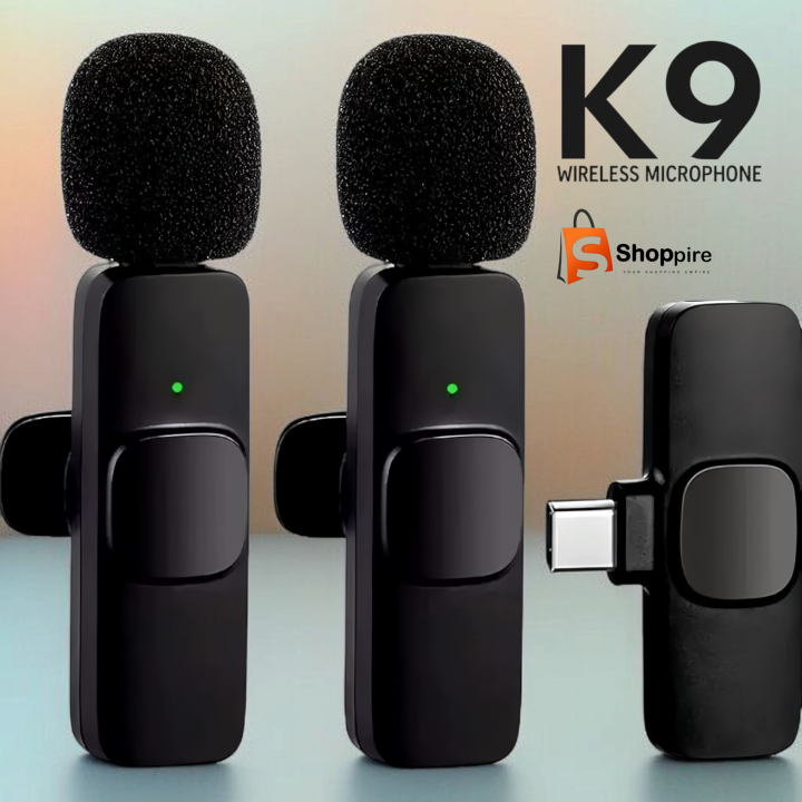 K9 Wireless Dual Microphone for Iphone + android– Portable Clip-On Mic for Vlogging, Live ...