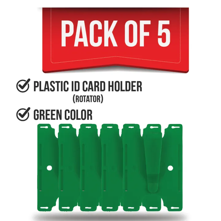 Pack of 5 Plastic ID Card Holders (Rotator) – Green Color, 360 ...