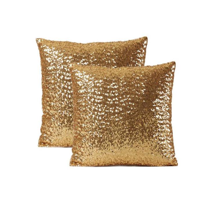 Pack OF 2 Sequin Reversible Mermaid Magic Cushion - Golden | Daraz.pk