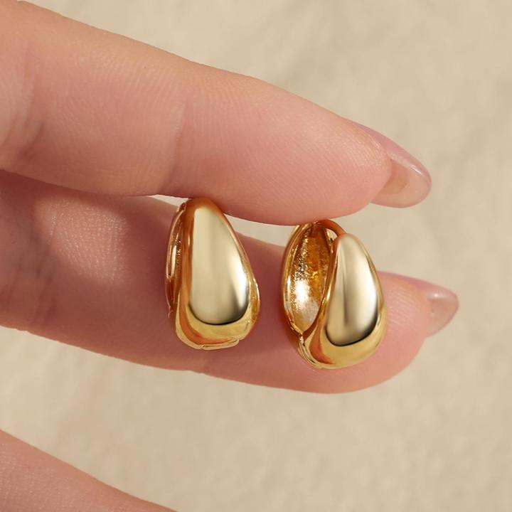 Simple Oval Plain Hoop Earrings Fashion Temperament Ear Hoop Geometric ...