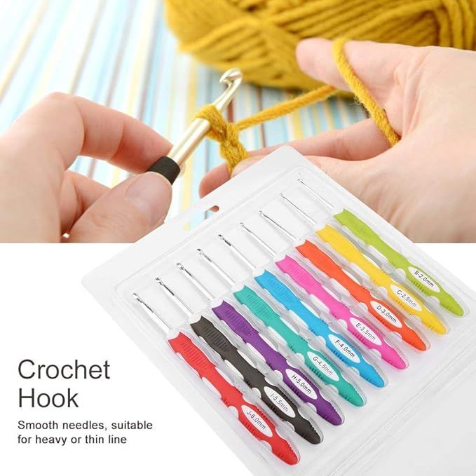 Yarn Vista | Large Rubber Grip Crochet Hooks – 9 Sizes (2mm–6mm ...