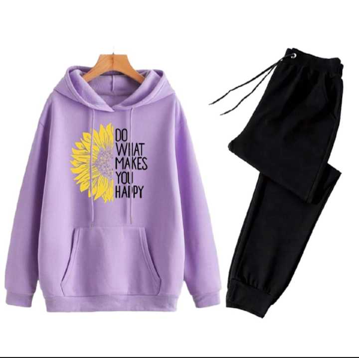 New Do Whats Makes You happy printed track suit for girls | Daraz.pk