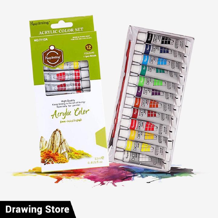 Keep Smiling Acrylic Paint Tubes Set For Painting 12x6ml | Daraz.pk