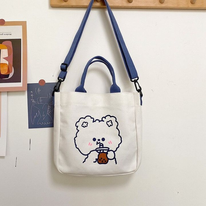 cute canvas bag female student class messenger bag ins Japanese ...