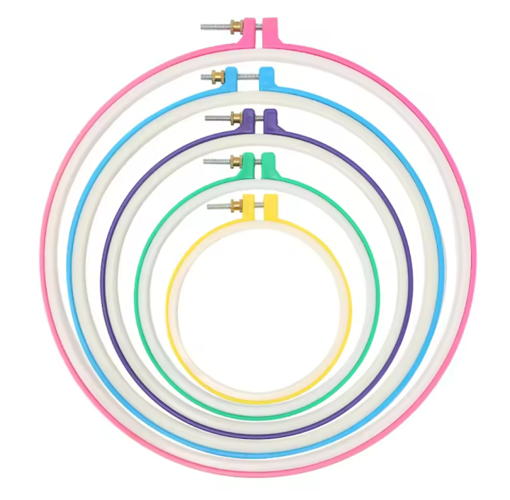 5pcs Embroidery Hoops, Plastic Circle Cross Stitch Hoop, Rings Display ...