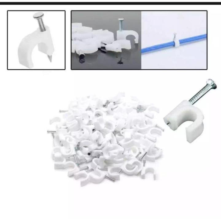 White Cable Clips, Made in Taiwan 100 pieces/packet | Daraz.pk