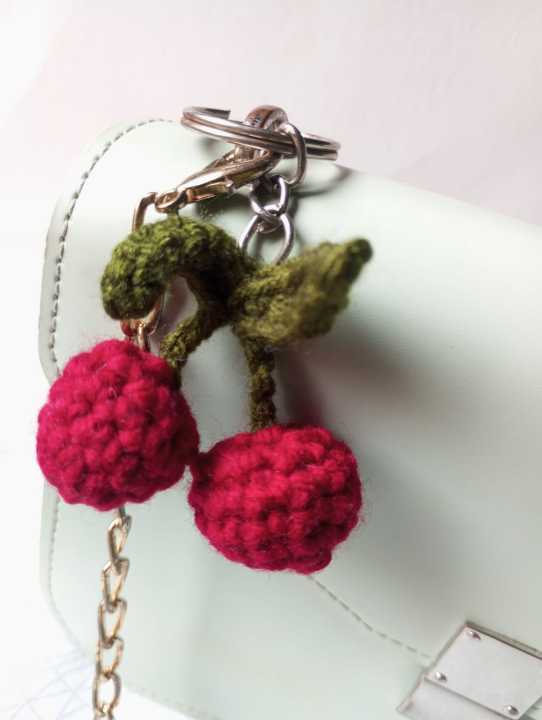 Handmade Crochet Cherry Keychain – Cute Bag Charm & Ta | Daraz.pk
