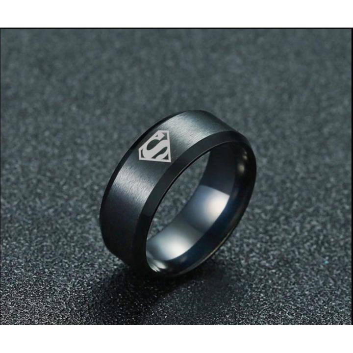 Pack Of 2- Superman Logo Rings Black & Blue For Girls and Boys | Daraz.pk