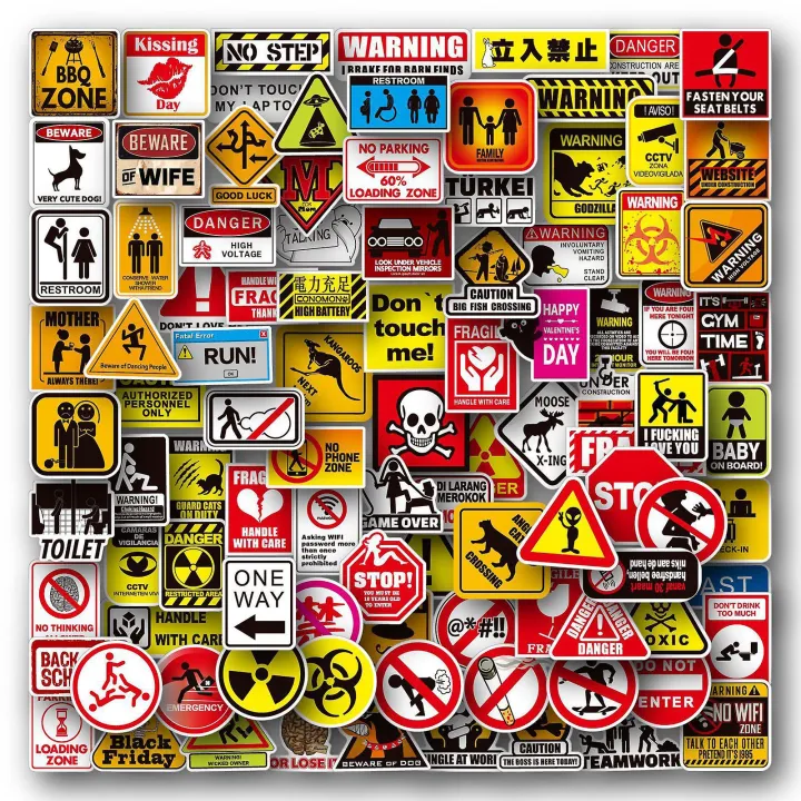 Funny Warning Danger Banning Signs - Stickers for Laptop - Stickers for ...