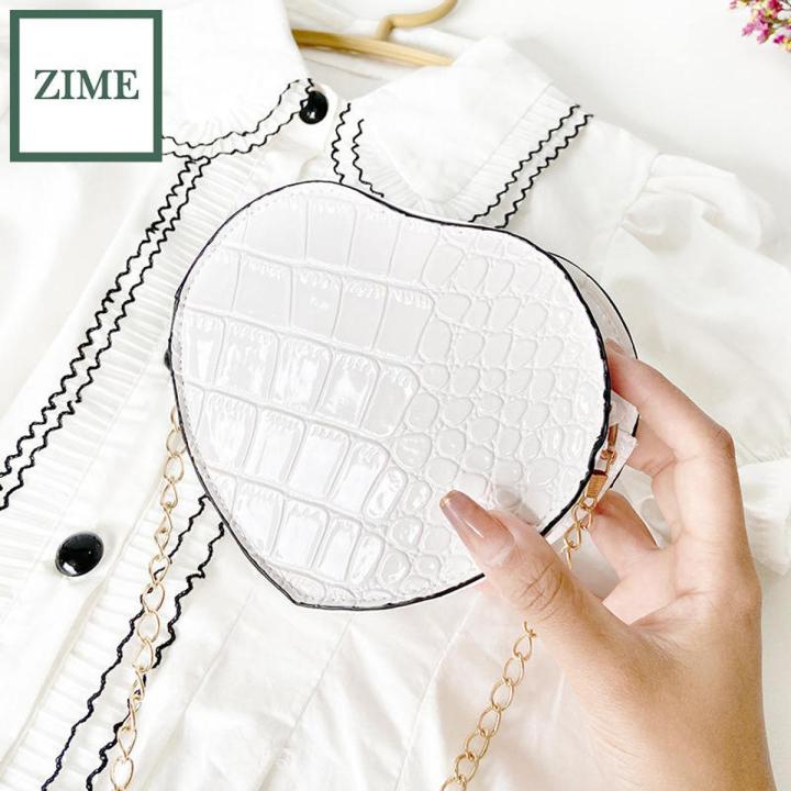 ZIME Korean version of the crocodile pattern heart-shaped small bag ...